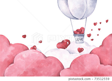Hot air balloon with heart float on the sky.... - Stock Illustration ...