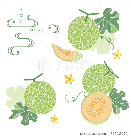 Illustration of melon / Tenugui style /... - Stock Illustration ...