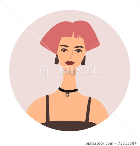 women avatar with pink hair. Flat stock vector... - Stock Illustration ...