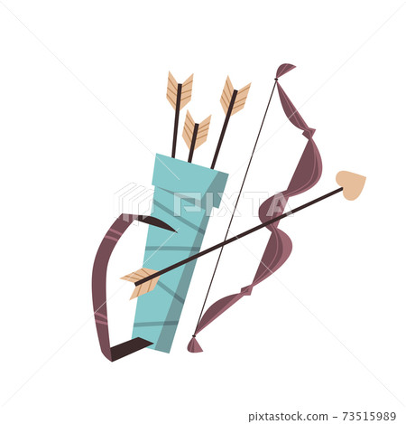cupid weapons set bow and arrows with heart... - Stock Illustration ...