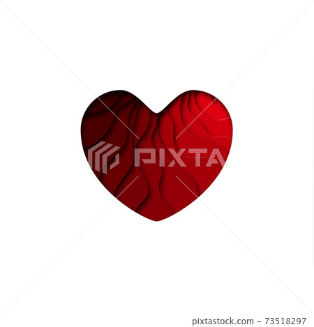Paper cut red heart shape 3D design. Template... - Stock Illustration ...