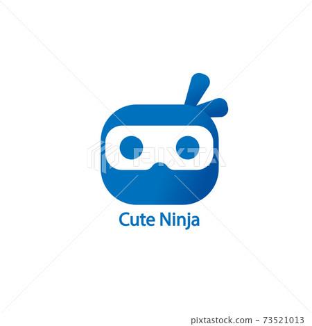 Cute Ninja Head Logo Concept, Blue Ninja Design... - Stock Illustration ...