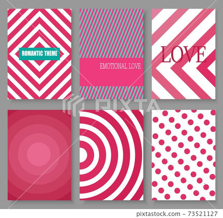 Set of Valentine Card with Pink Theme - Stock Illustration [73521127 ...