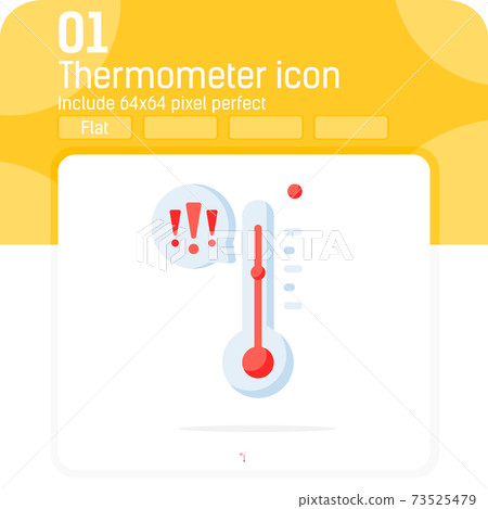 Thermometer with exclamation icon with flat... - Stock Illustration ...
