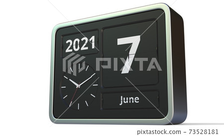 June 7 date on the flip clock calendar, 3d... - Stock Illustration ...