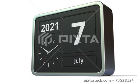 July 7 date on the flip clock calendar, 3d... - Stock Illustration ...