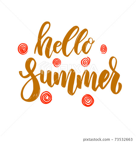Hello summer. Hand drawn lettering phrase.... - Stock Illustration ...