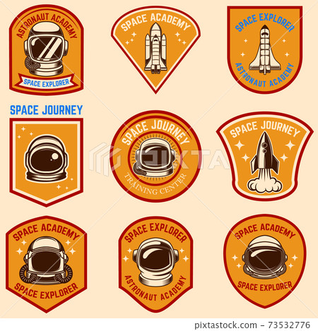Set of space camp label templates. Design... - Stock Illustration ...