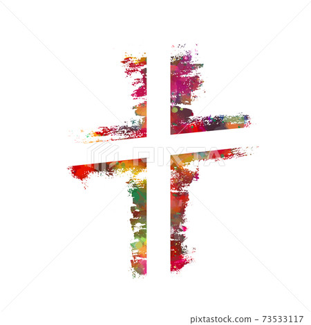 Multi-colored cross. Cross made of rainbow... - Stock Illustration ...