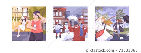 Weather Square Compositions Set - Stock Illustration [73533363] - PIXTA