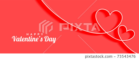 happy valentines day line hearts love banner - Stock Illustration ...