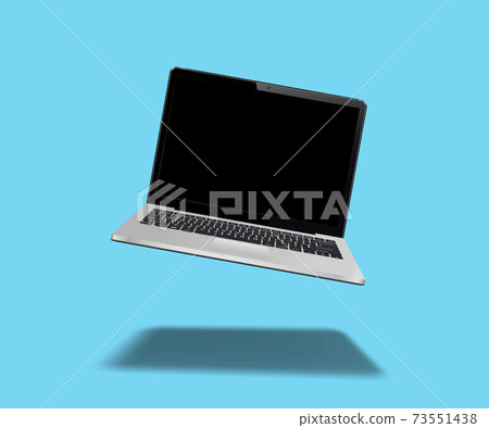 Laptop floating on blue background - Stock Illustration [73551438] - PIXTA