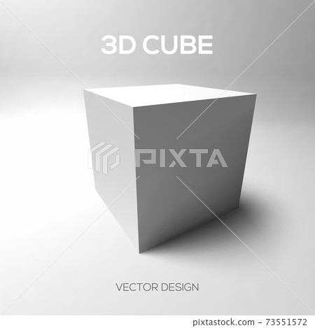 Cube 3D on gray background. Vector illustration.-插圖素材 [73551572] - PIXTA圖庫