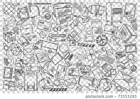 Post office doodle set - Stock Illustration [73553283] - PIXTA
