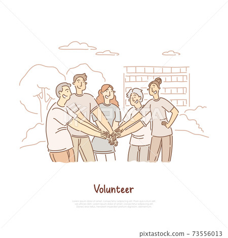 Volunteers doing charity, community...-插圖素材 [73556013] - PIXTA圖庫
