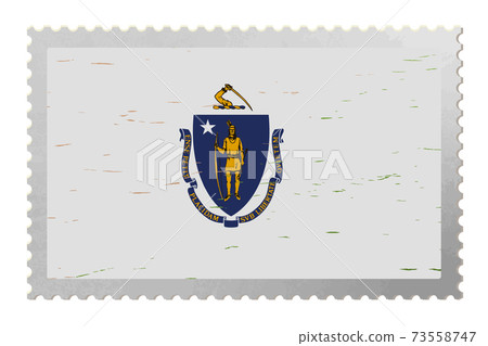 Massachusetts US flag on old postage stamp, vector-插圖素材 [73558747 ...