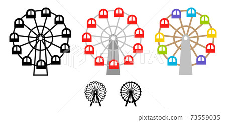 Cute Ferris wheel illustration icon vector set - Stock Illustration ...