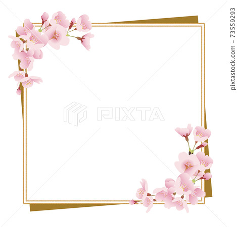 Cherry blossoms and gold frame (Japanese style,... - Stock Illustration ...