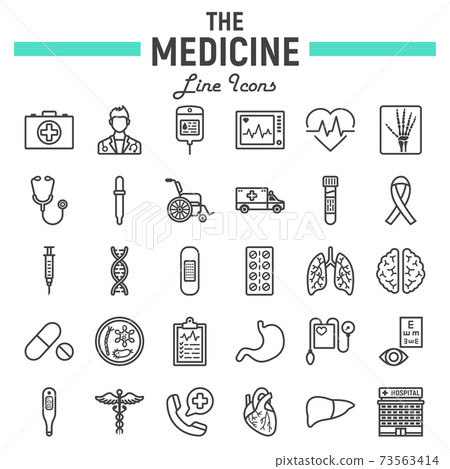 Medicine line icon set, medical symbols collection - Stock Illustration ...