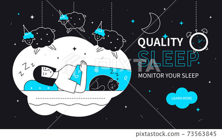 Quality sleep - flat design style web banner - Stock Illustration ...