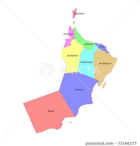 High quality labeled map of with Oman borders... - Stock Illustration ...