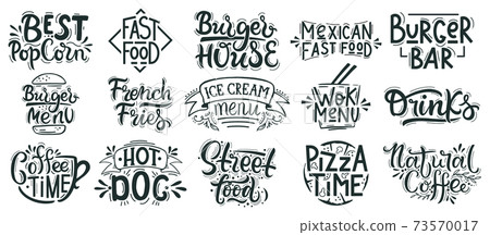 Fast food lettering. Junk, street food cafe,... - Stock Illustration ...