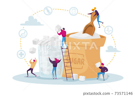 Sugar Addiction Concept. Tiny Male Female...-插圖素材 [73571146] - PIXTA圖庫