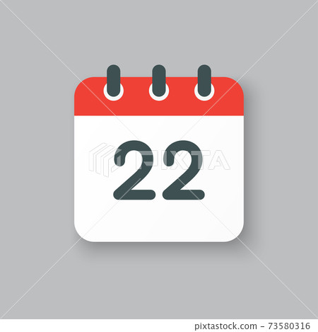 Vector icon calendar day number 22, 22th day month - Stock Illustration ...