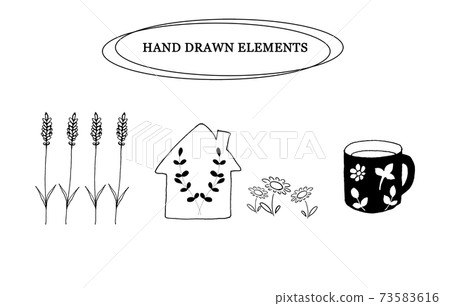 Natural hand drawn line art illustration - Stock Illustration [73583616 ...