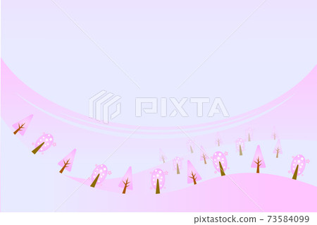 Cute background frame of cherry tree (horizontal) - Stock Illustration ...