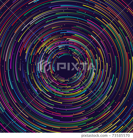 color rotating lines with dots on black background-插圖素材 [73585570 ...