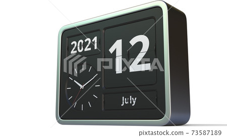 July 12 date on the flip clock calendar, 3d... - Stock Illustration ...