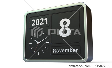 November 8 date on the flip clock calendar, 3d... - Stock Illustration ...