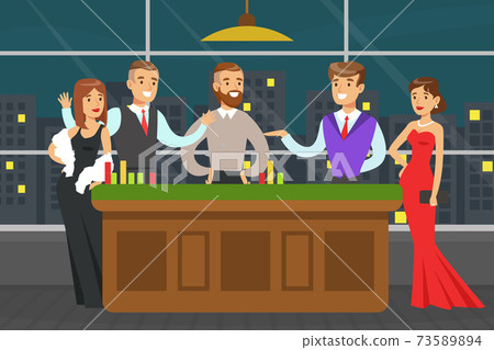 Group of People Characters at Casino Table... - Stock Illustration ...