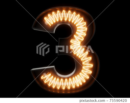 Light bulb spiral digit alphabet character 3... - Stock Illustration ...