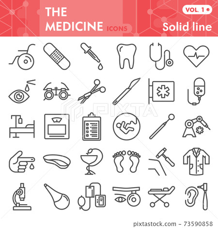 Medicine line icon set, Heath care symbols... - Stock Illustration ...