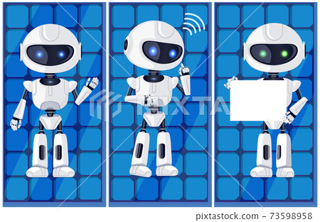 Three Glossy White Ai Machines Vector Illustration - Stock Illustration ...