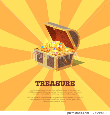 Treasure Poster with Chest Vector Illustration - Stock Illustration ...