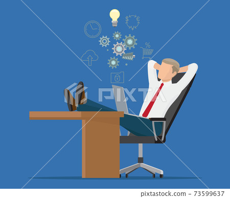 Resting Employee Color Banner Vector Illustration - Stock Illustration ...