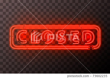 Bright red neon closed sign with rectangle... - Stock Illustration ...