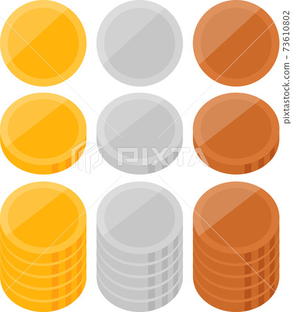Illustration set of simple gold coins, silver... - Stock Illustration ...