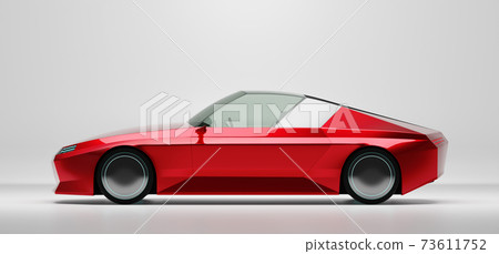 Generic red brandless EV car isolated on white... - Stock Illustration ...