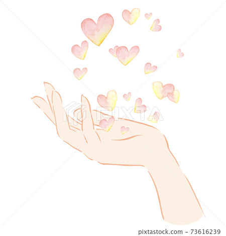 Watercolor heart hand hand model love... - Stock Illustration [73616239 ...