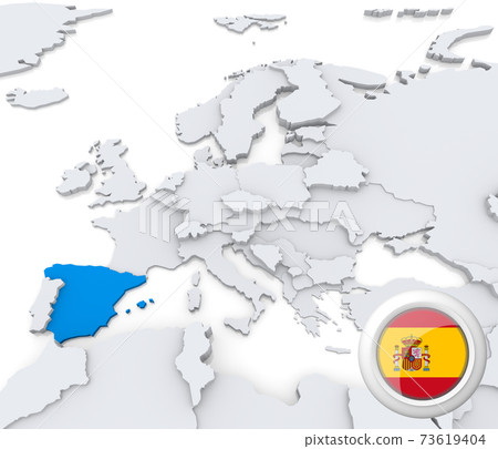 Spain on map of Europe - Stock Illustration [73619404] - PIXTA