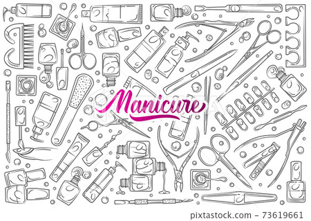 Hand drawn nail salon tools. - Stock Illustration [73619661] - PIXTA