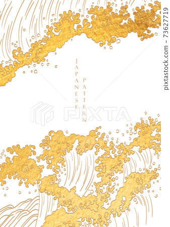 Japanese hand drawn wave background in vintage... - Stock Illustration ...