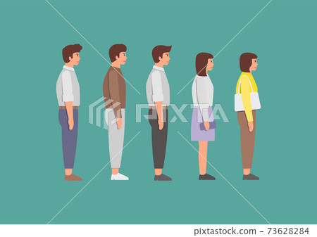 Waiting women and men standing in line - Stock Illustration [73628284 ...