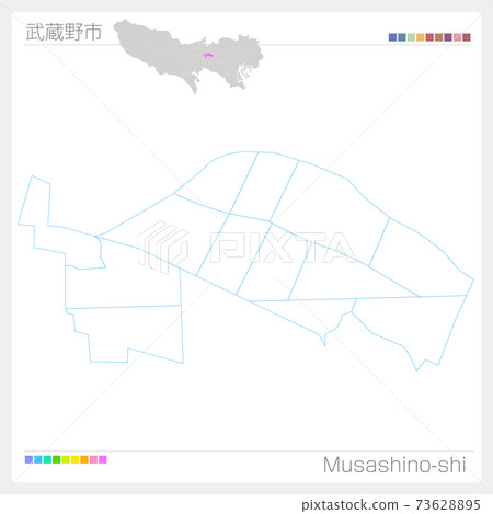 Musashino City / Musashino-shi / Blank Map (Tokyo) - Stock Illustration ...