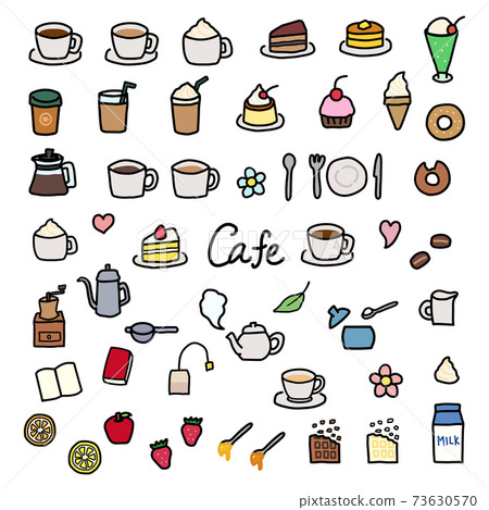 Cute cafe icon set hand drawn - Stock Illustration [73630570] - PIXTA