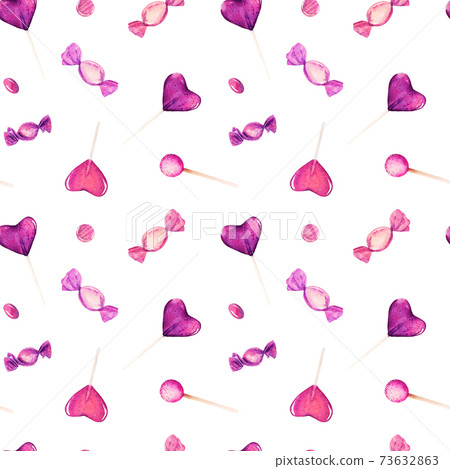 Watercolor seamless pattern with candies and... - Stock Illustration ...